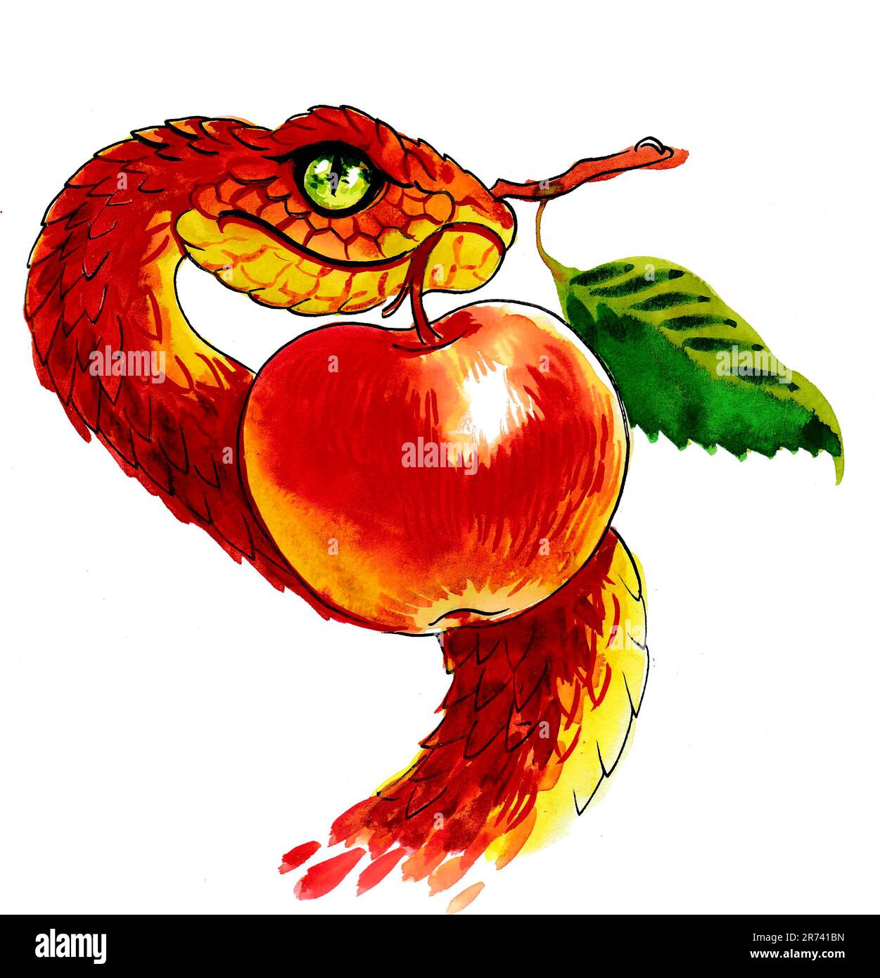Snake And Apple Art