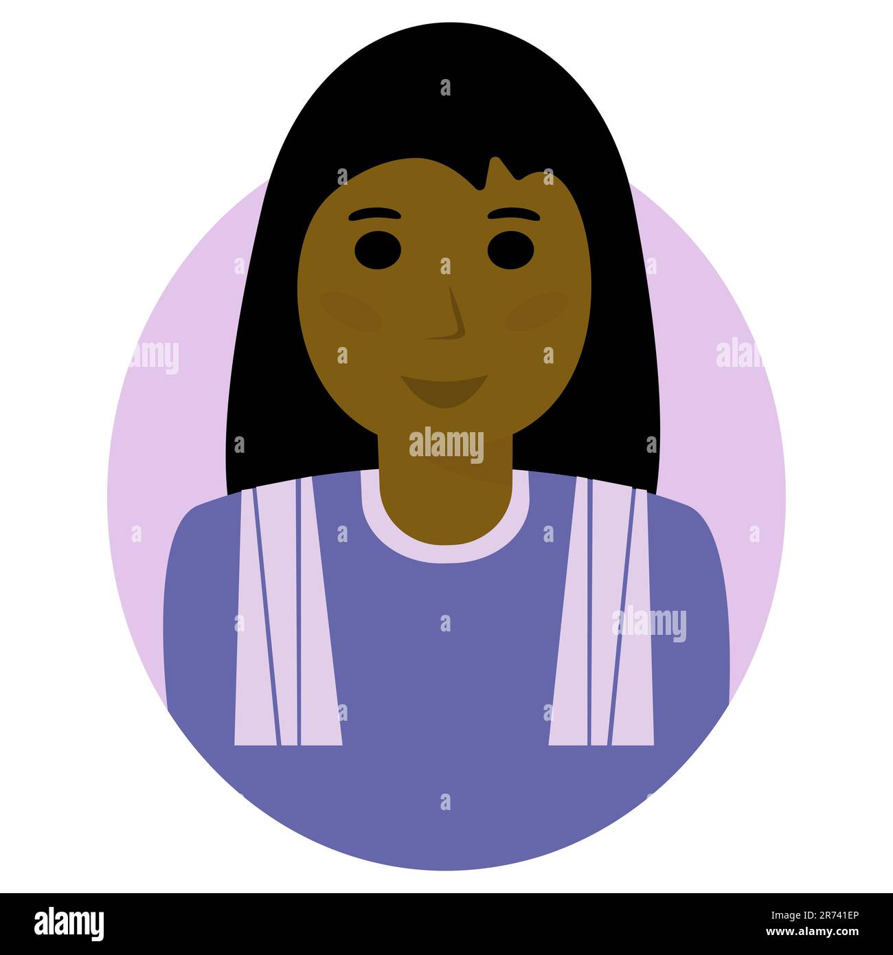Girl face avatar illustration on purple circle background Design ...