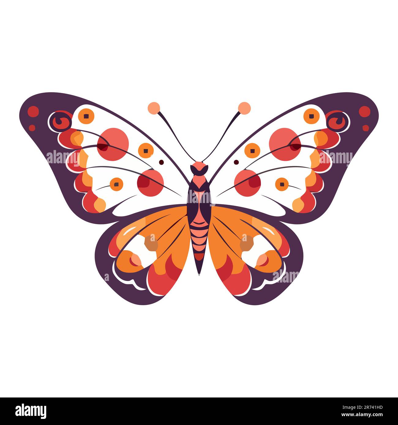 Cute butterfly. Butterfly drawing on white background. Hand drawn butterfly. Vector illustration ...
