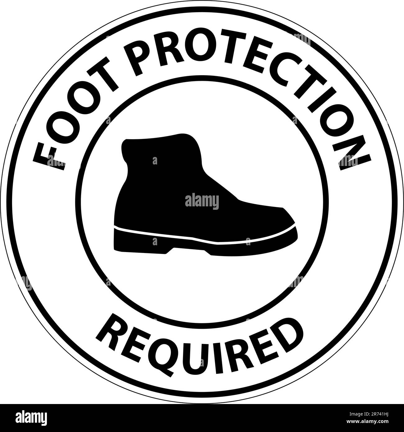 Notice Foot Protection Required Wall Sign on white background Stock ...