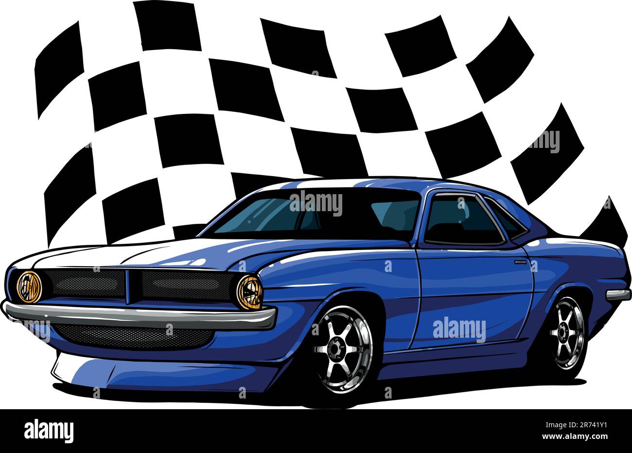 Cartoon Car Cartoon Drawn Classic Car Drag Racing Car Drag Racing