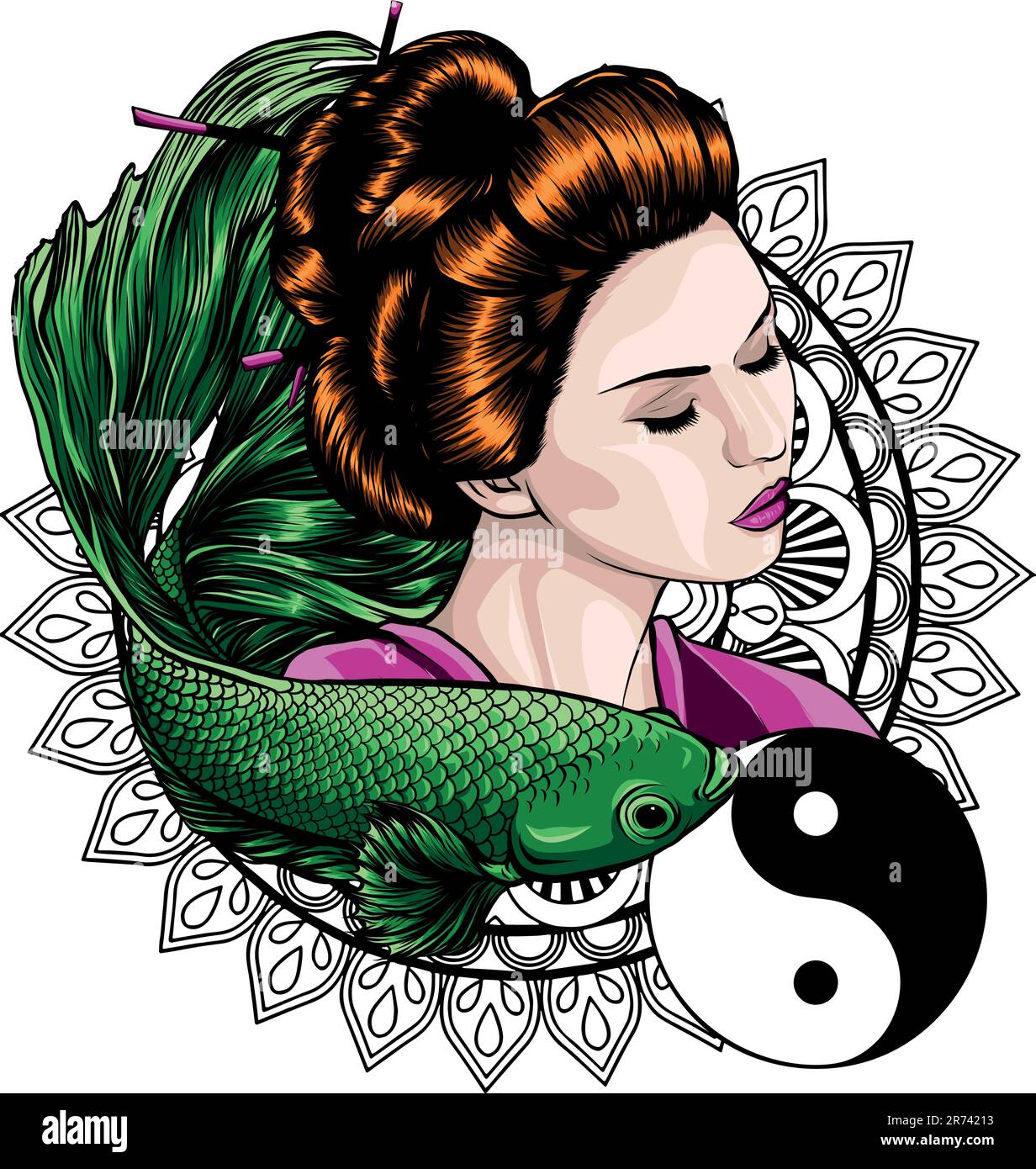 asian head woman Geisha vector illustration design Stock Vector Image ...