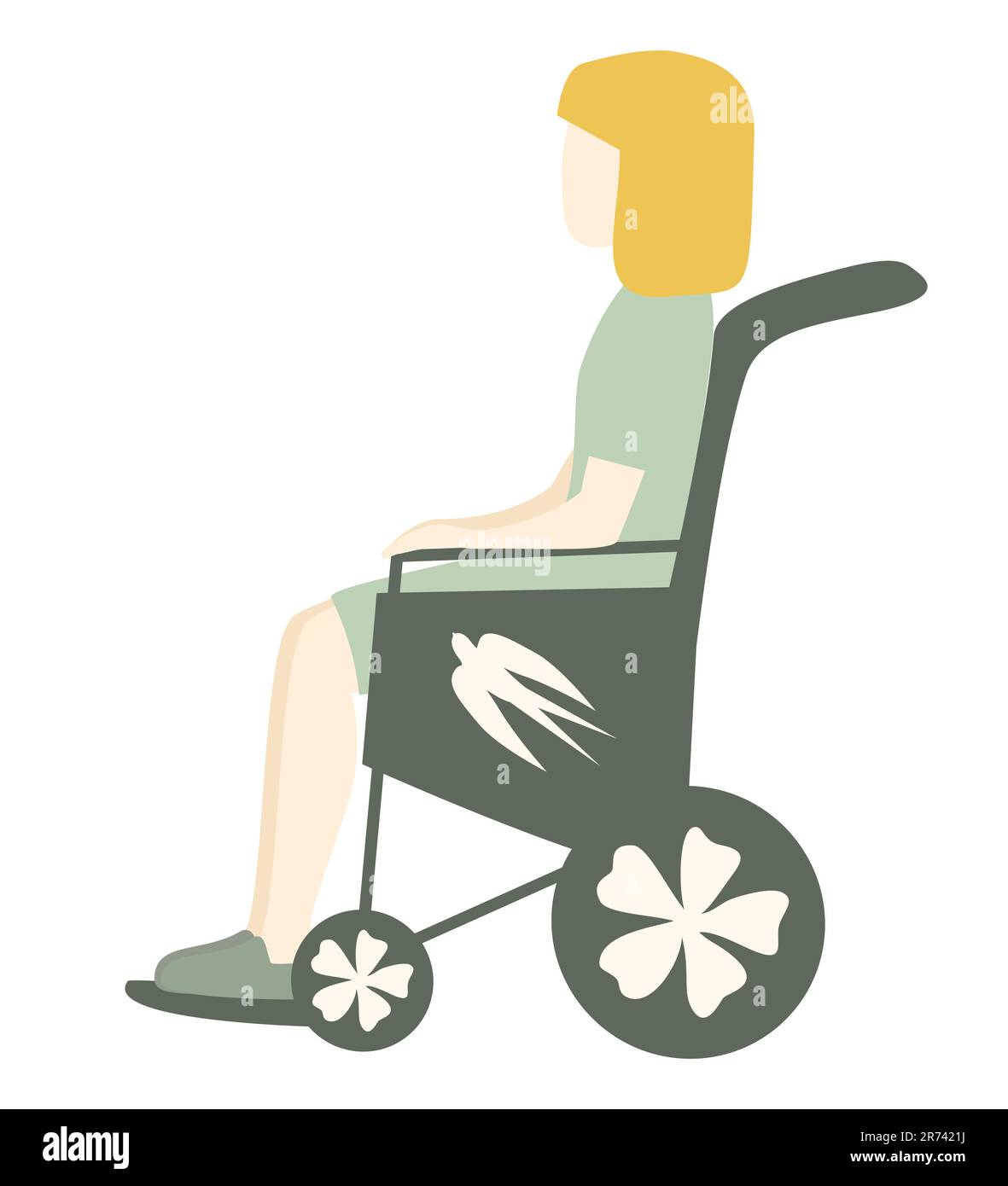 Teenager portrait Girl faceless illustration Side view, Design element ...