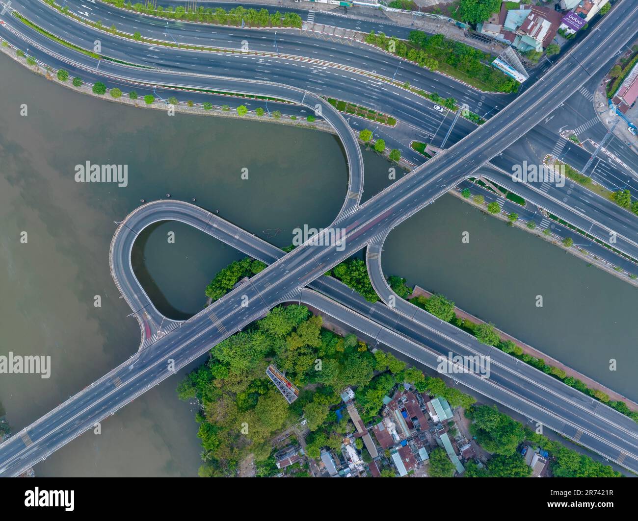 April 24, 2023: the scene of Nguyen Van Cu Bridge in Ho Chi Minh City ...