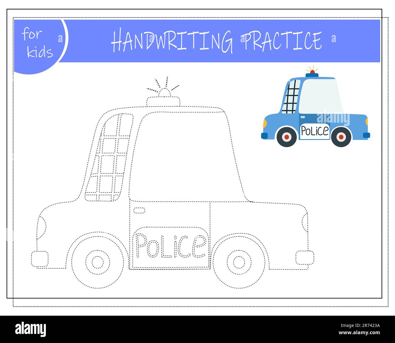 Connect the dots, an educational game for children, a cartoon police ...