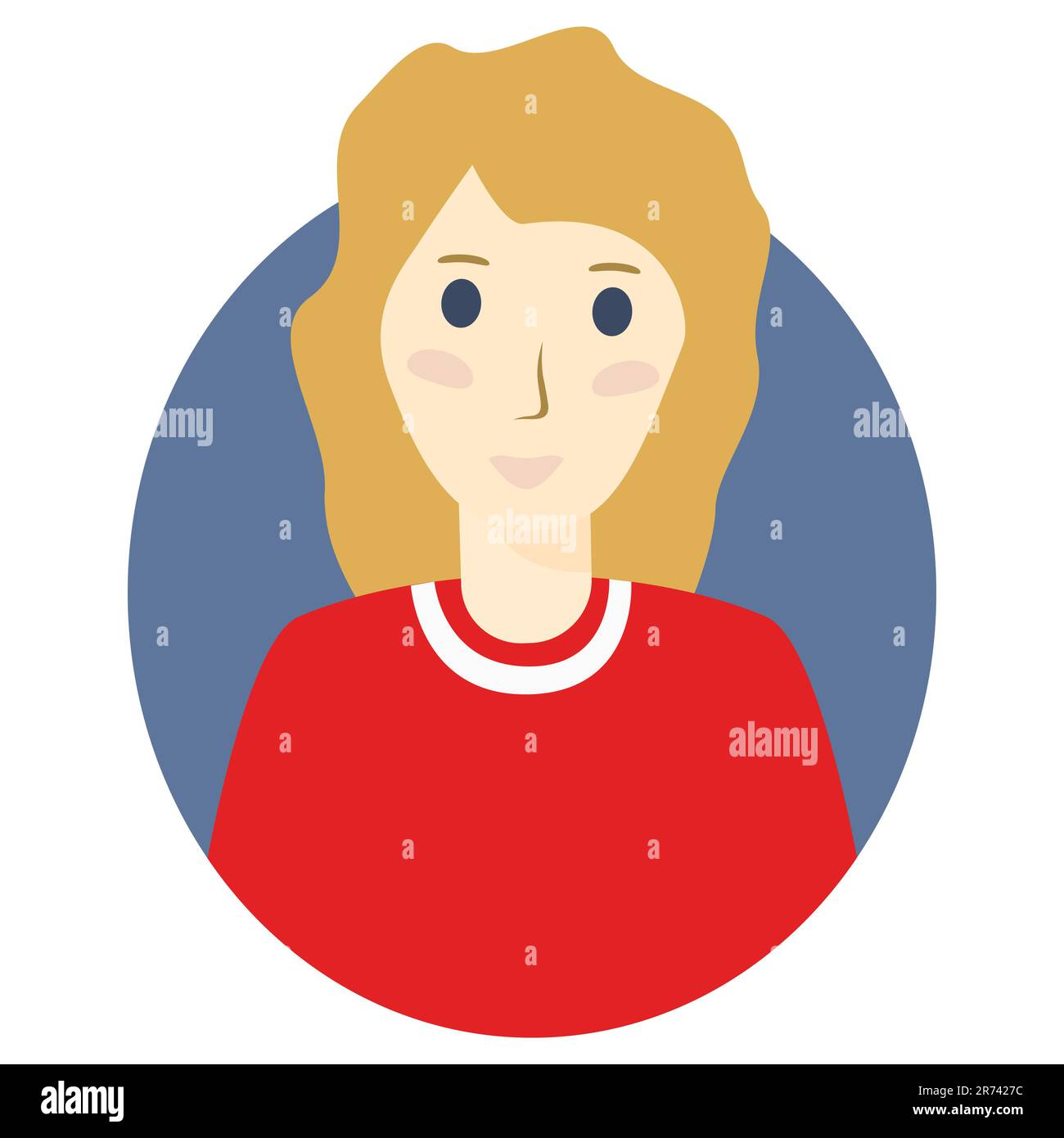 Girl face avatar illustration on blue circle background Design element ...