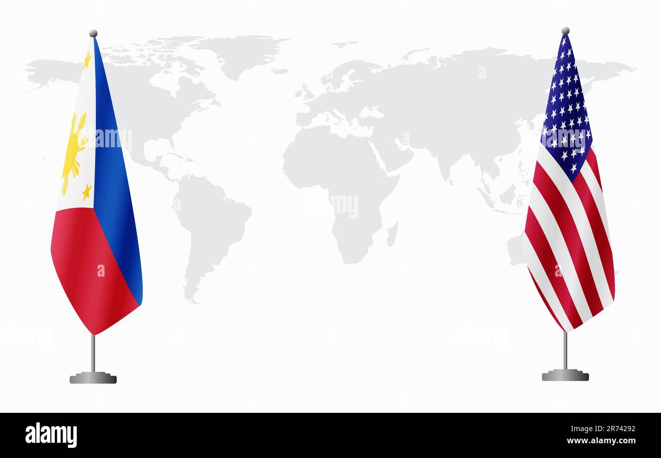 Philippines and USA flags for official meeting against background of ...
