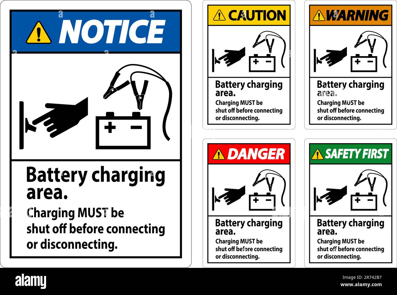 Danger Sign Battery Charging Area, Charging Must Be Shut Off Before ...