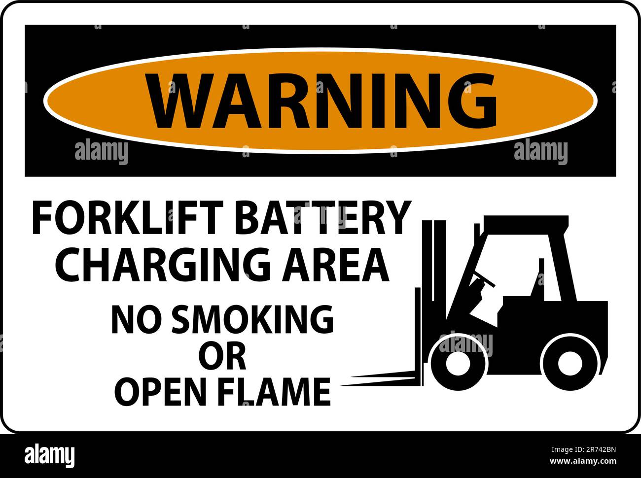 Warning Sign Forklift Battery Charging Area, No Smoking Or Open Flame ...