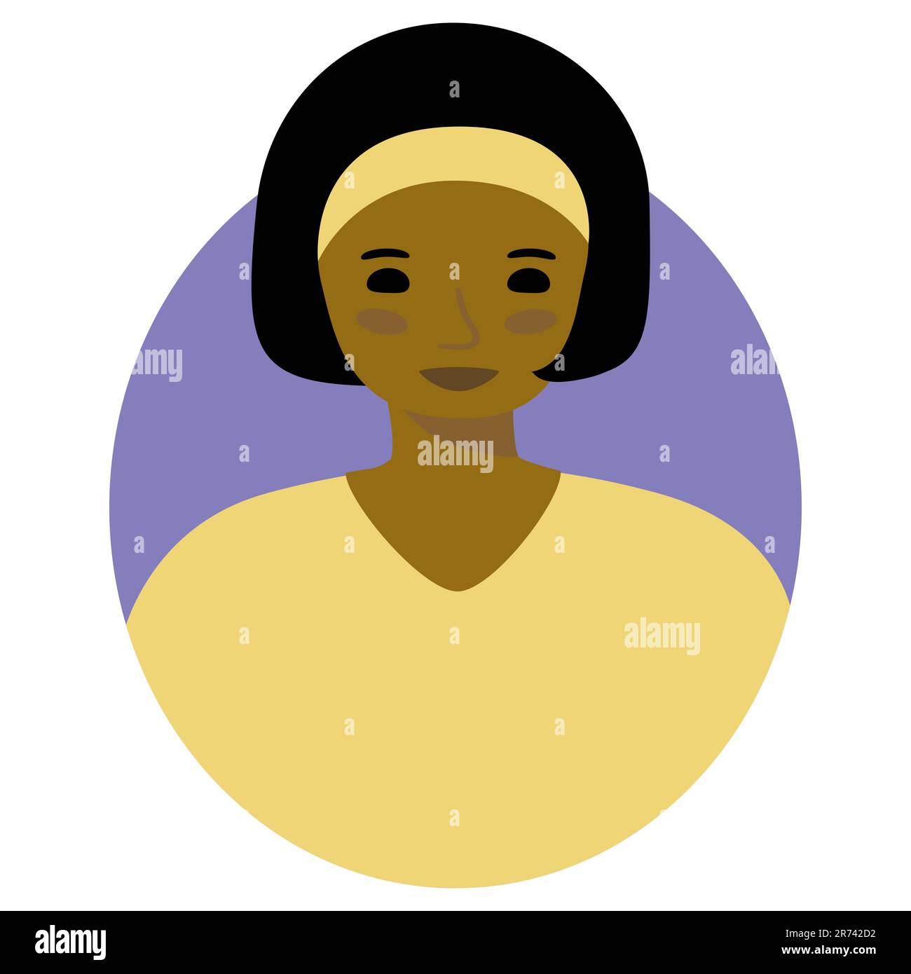 Woman face avatar illustration on purple circle background Design ...