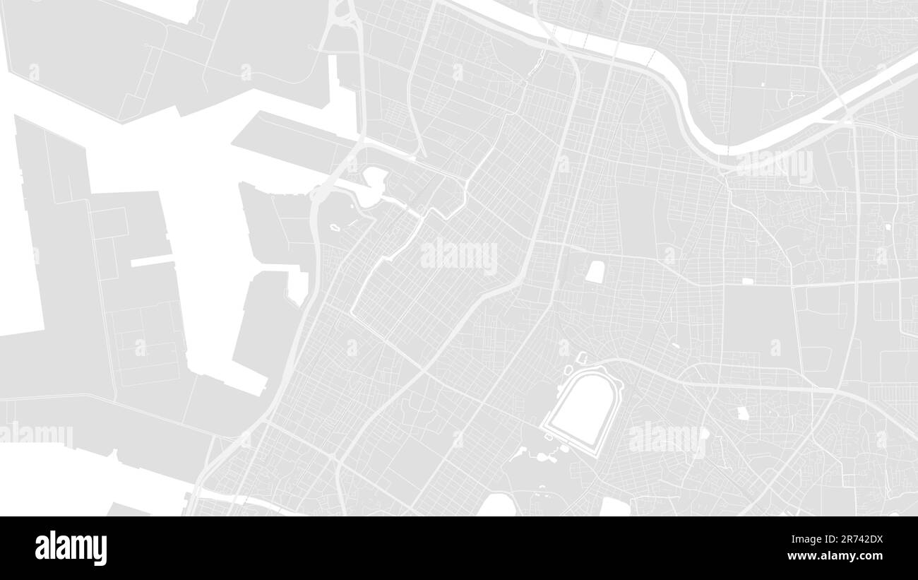 Background Sakai map, Japan, white and light grey city poster. Vector ...