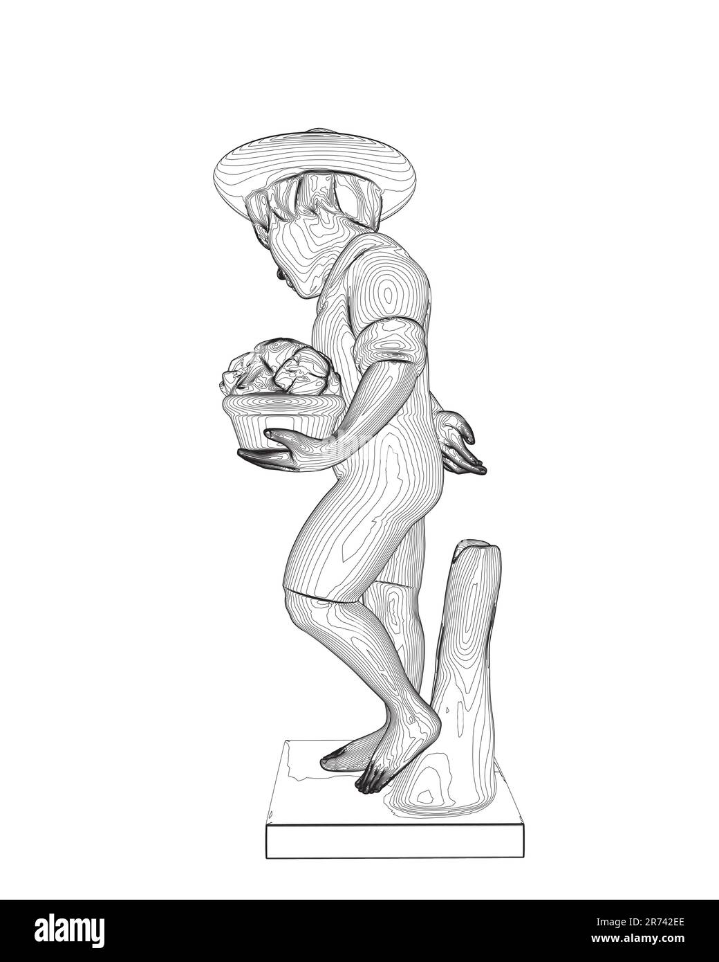 Boy sculpture statue outline. Vector illustration. Isolated on white ...