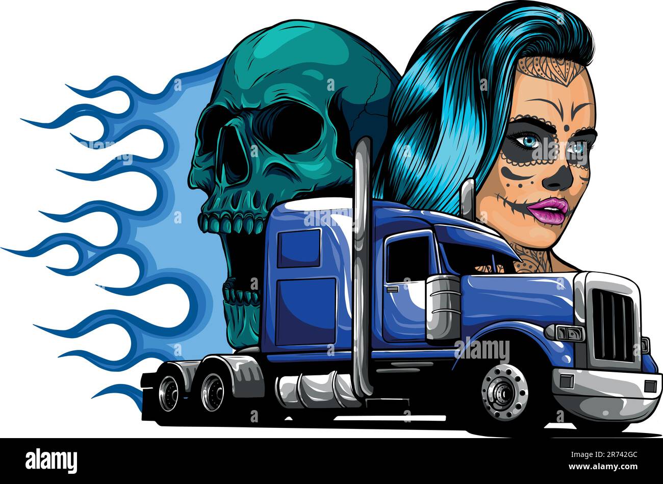 draw semi truck vehicle vector illustration design Stock Vector Image ...