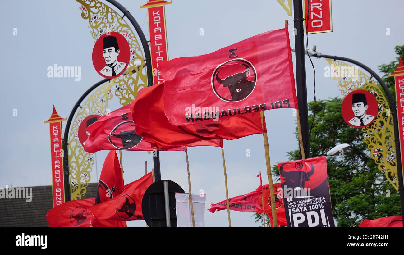 PDI Perjuangan flag with a sky background Stock Photo - Alamy
