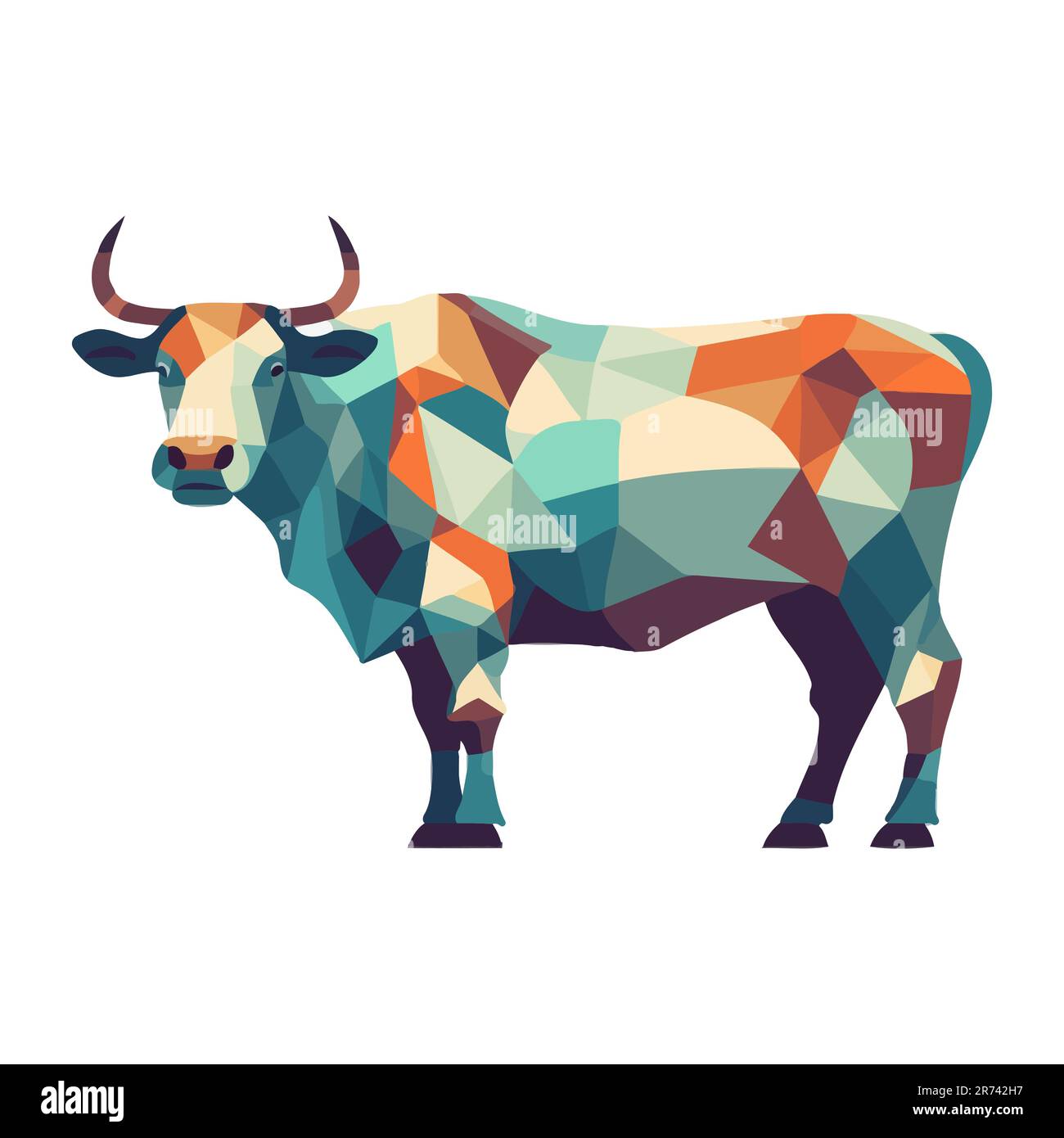 Beautiful image of a cow. Cute polygonal cow isolated. Cow in ...