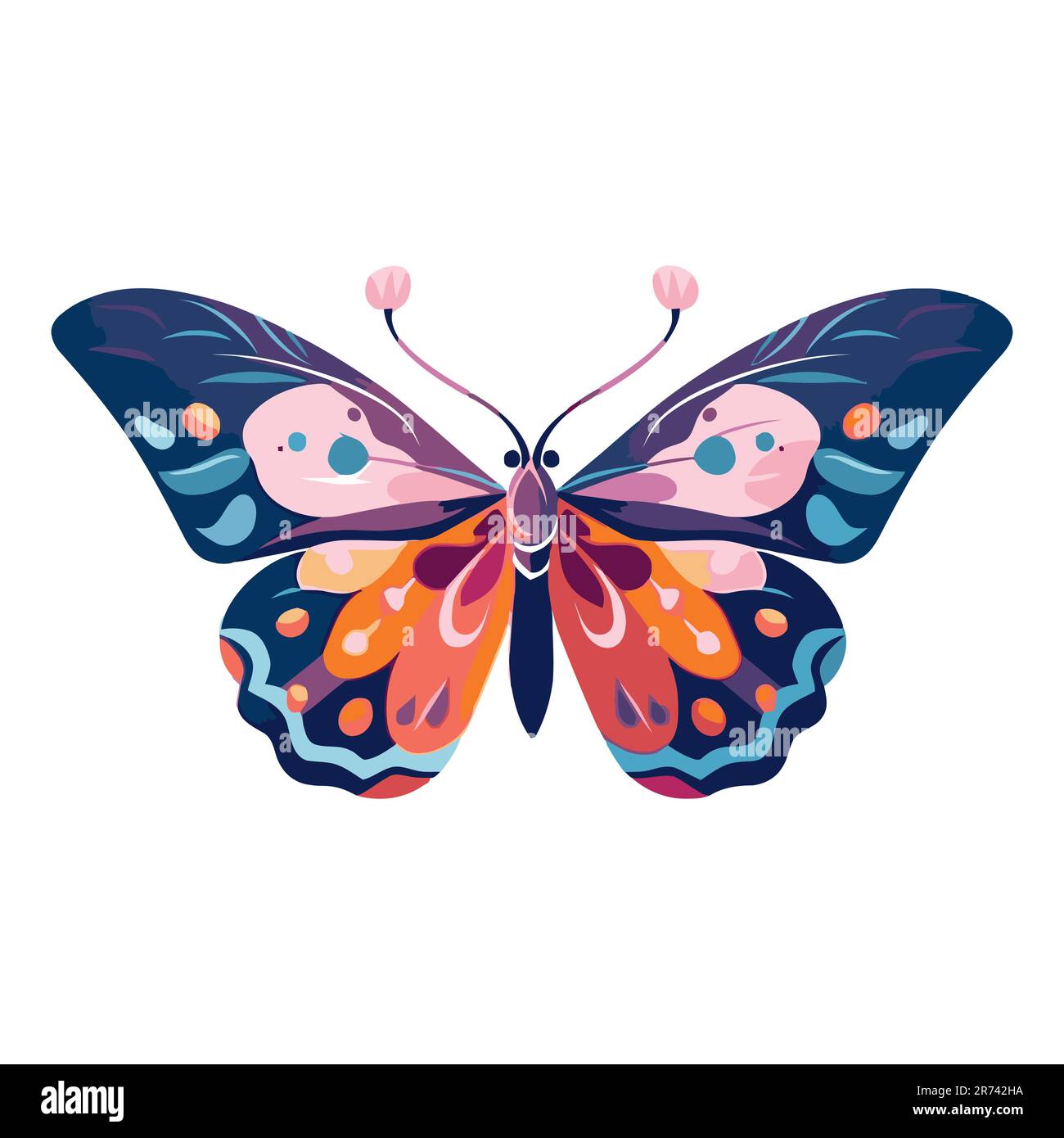 Cute butterfly. Butterfly drawing on white background. Hand drawn ...