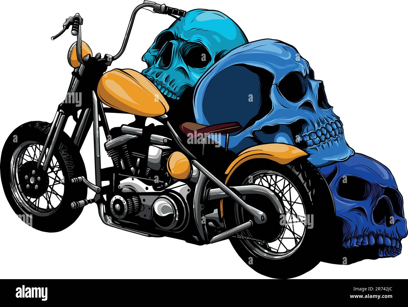 illustration of custom motorcycle chopper vector design Stock Vector ...