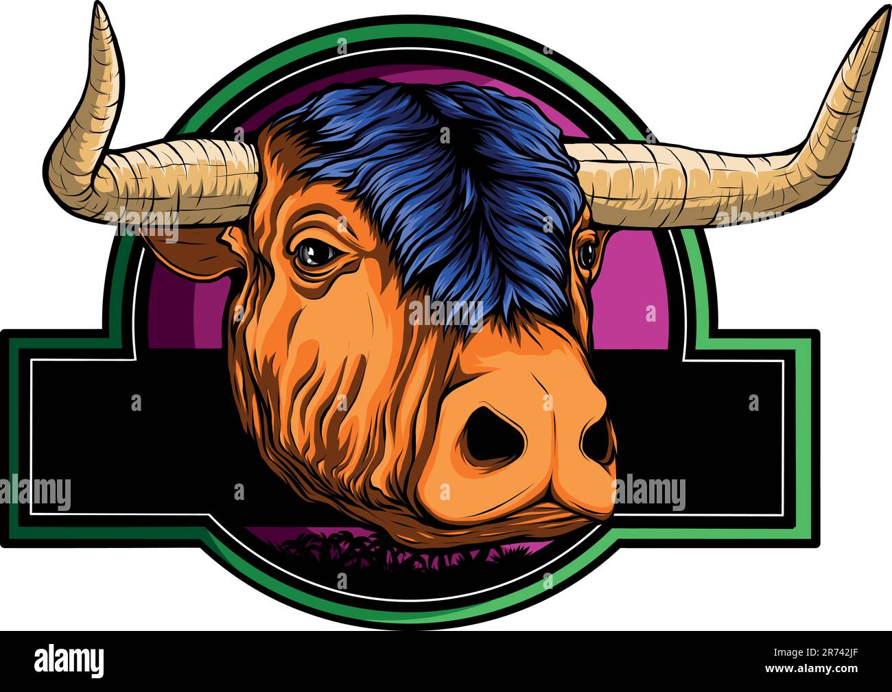 vector illustration of head bull colored design Stock Vector Image ...