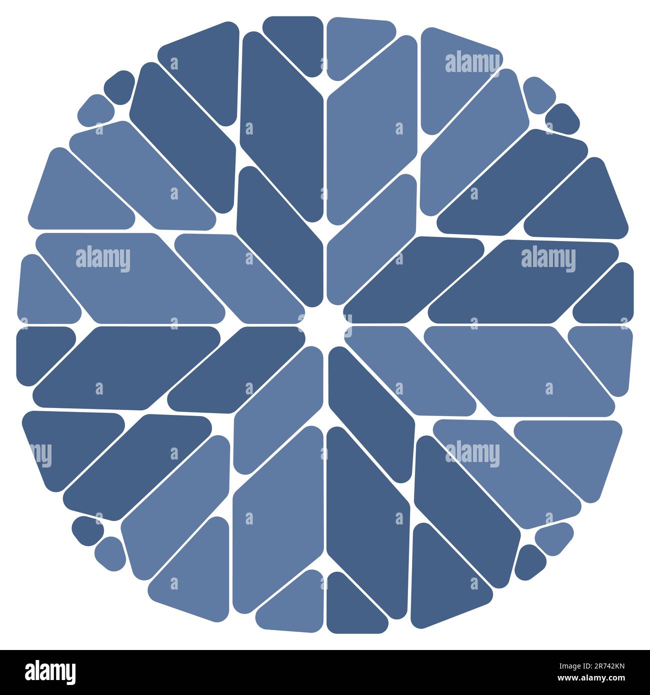 Mosaic snowflake Stained glass Abstract pattern Blue monochrome vector ...