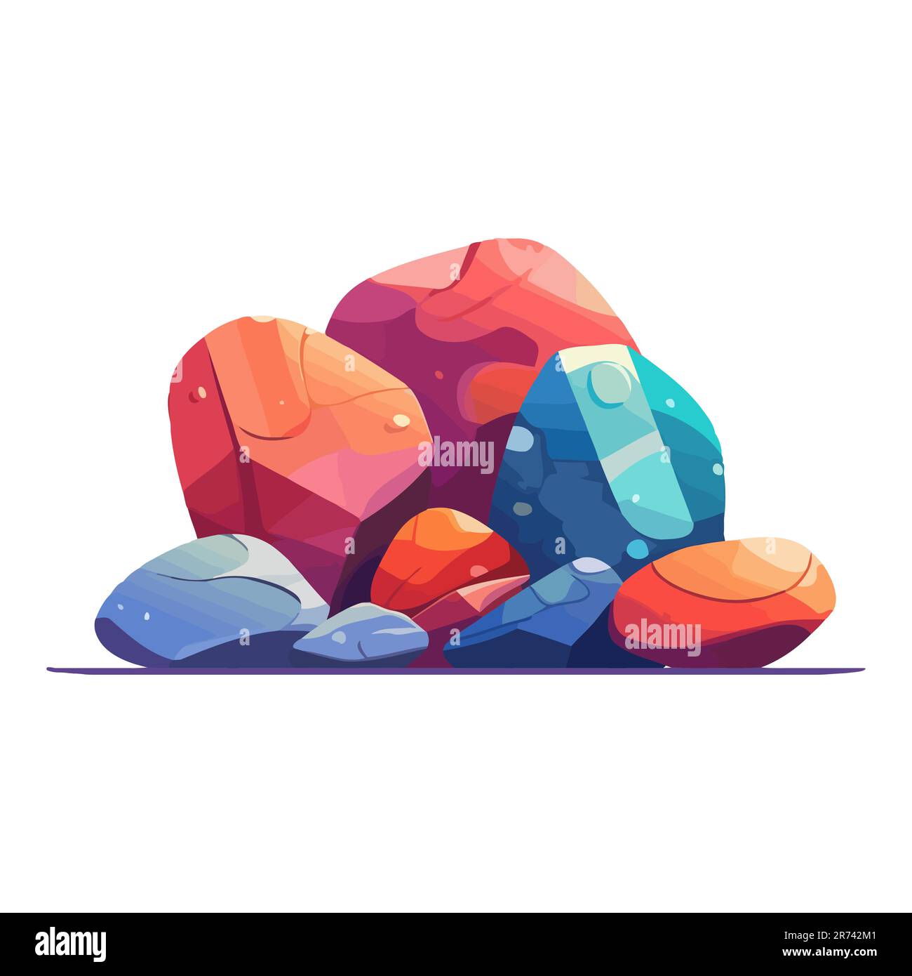 Cartoon set of stones. Colorful stones. Magic stones set. Vector ...