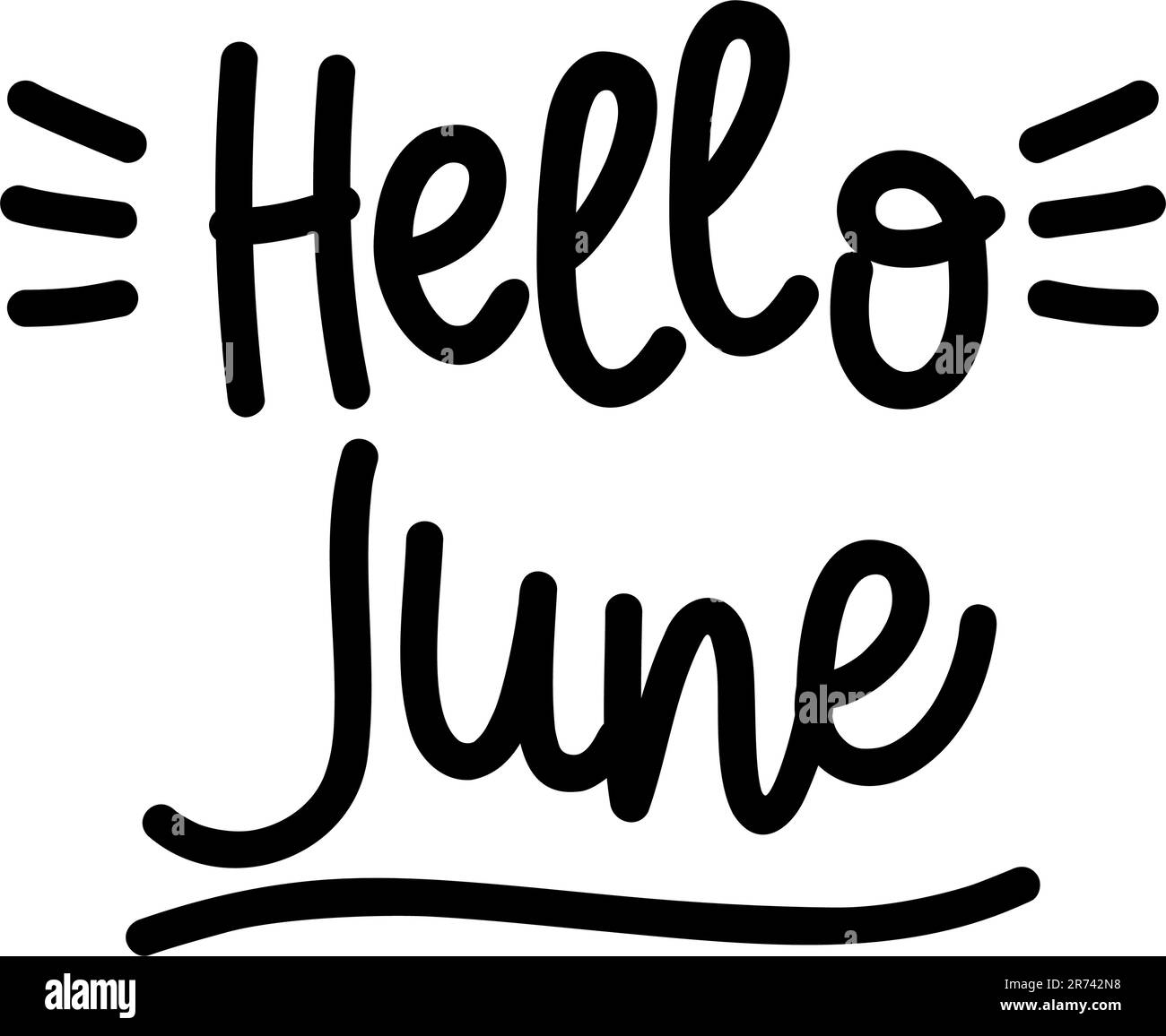Hand drawn lettering Hello June isolated on white background, vector ...