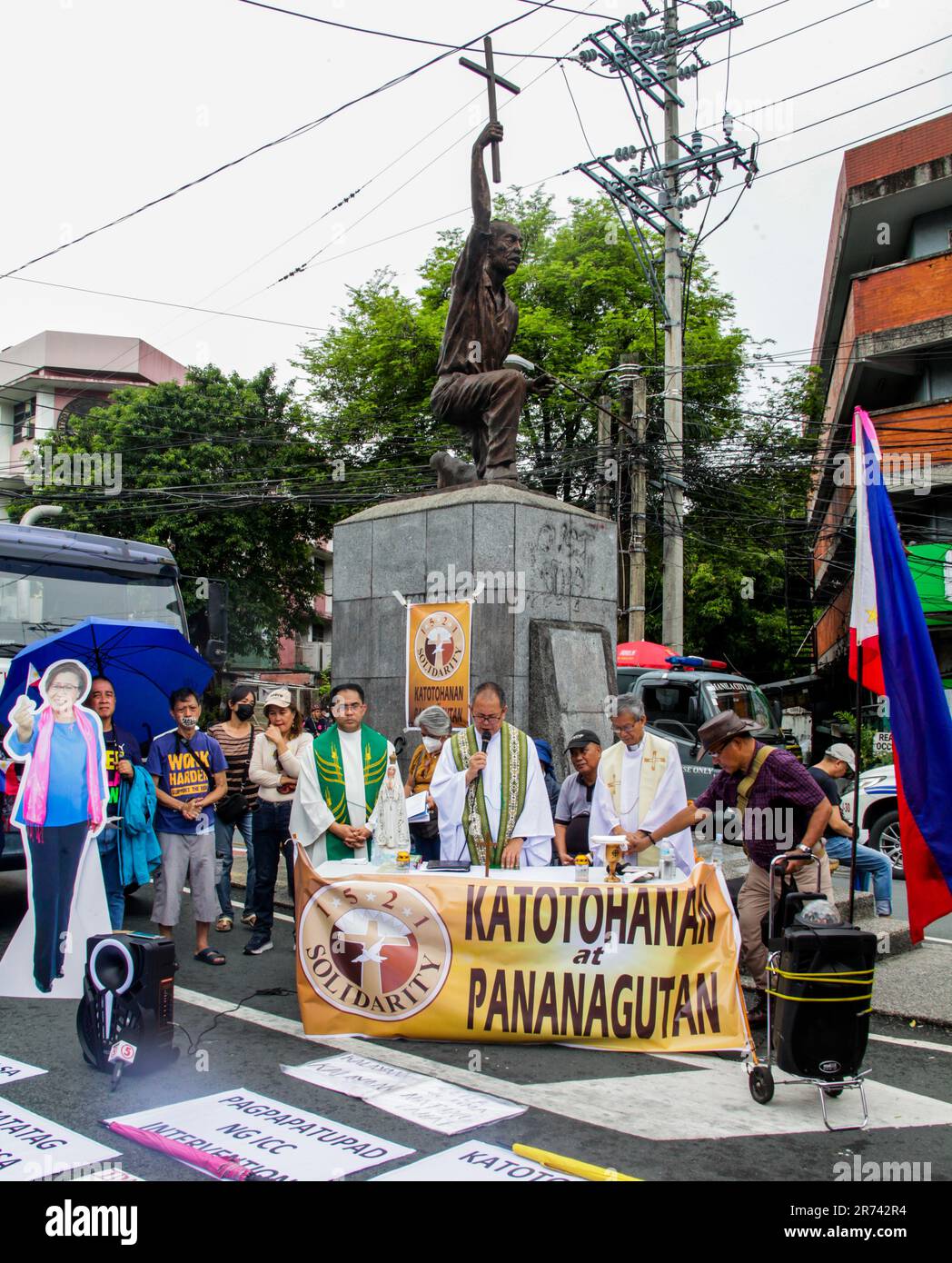 Manila, Philippines. 12th June, 2023. Mass and protest by the group of ...