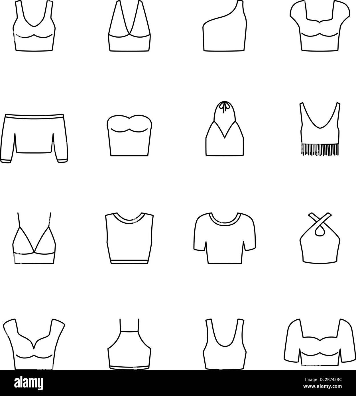 Set of icons of trendy crop tops, vector illustration Stock Vector ...