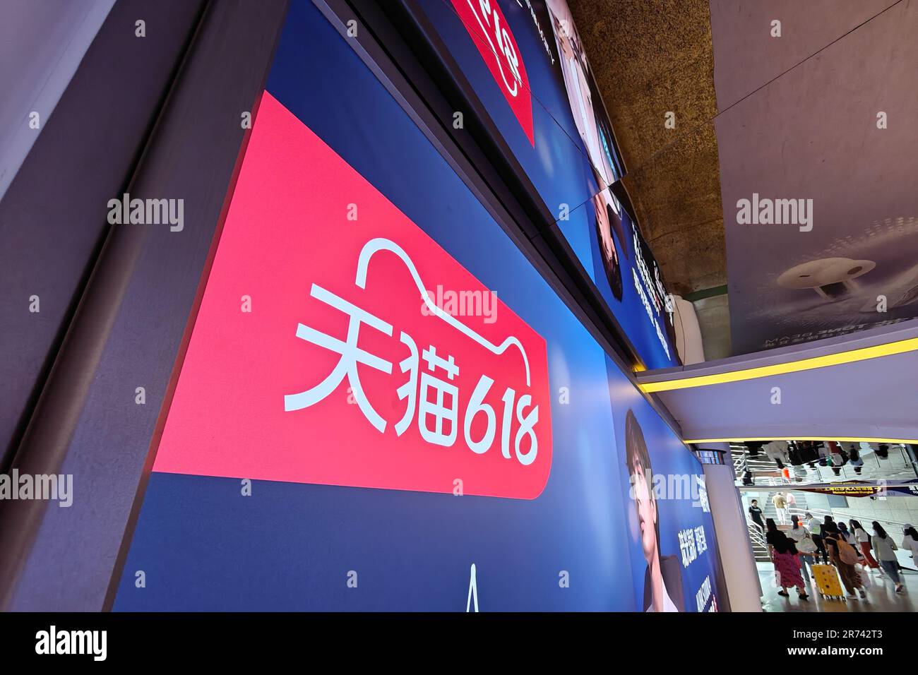 SHANGHAI, CHINA - JUNE 12, 2023 - An advertisement for the Tmall 618 online shopping festival is ...