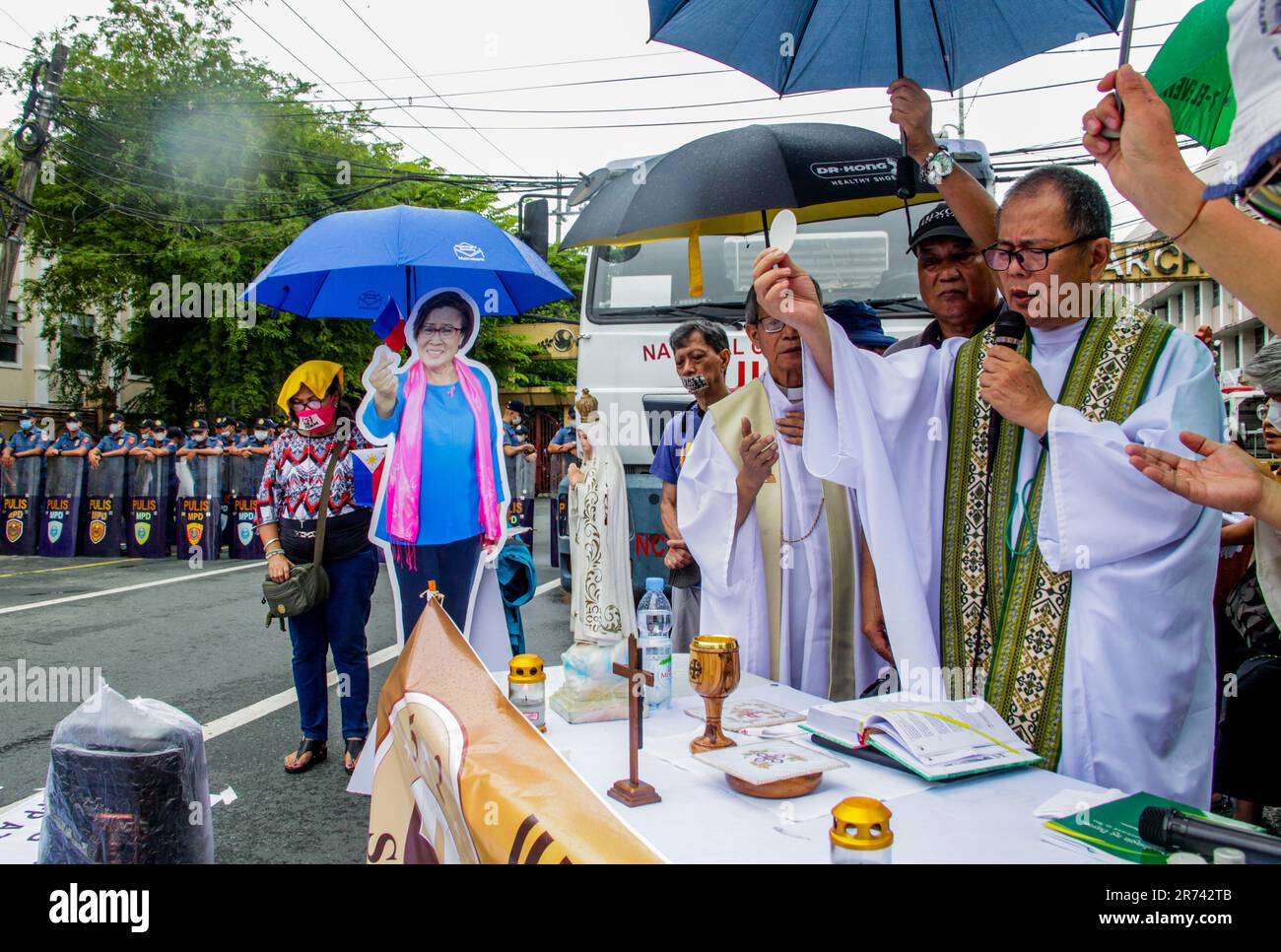 Manila, Philippines. 12th June, 2023. Mass and protest by the group of ...