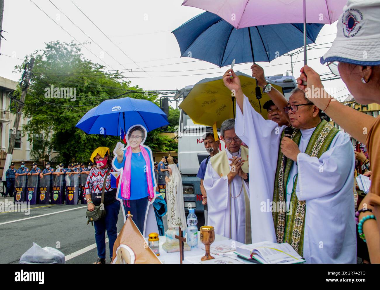 Manila, Philippines. 12th June, 2023. Mass and protest by the group of ...