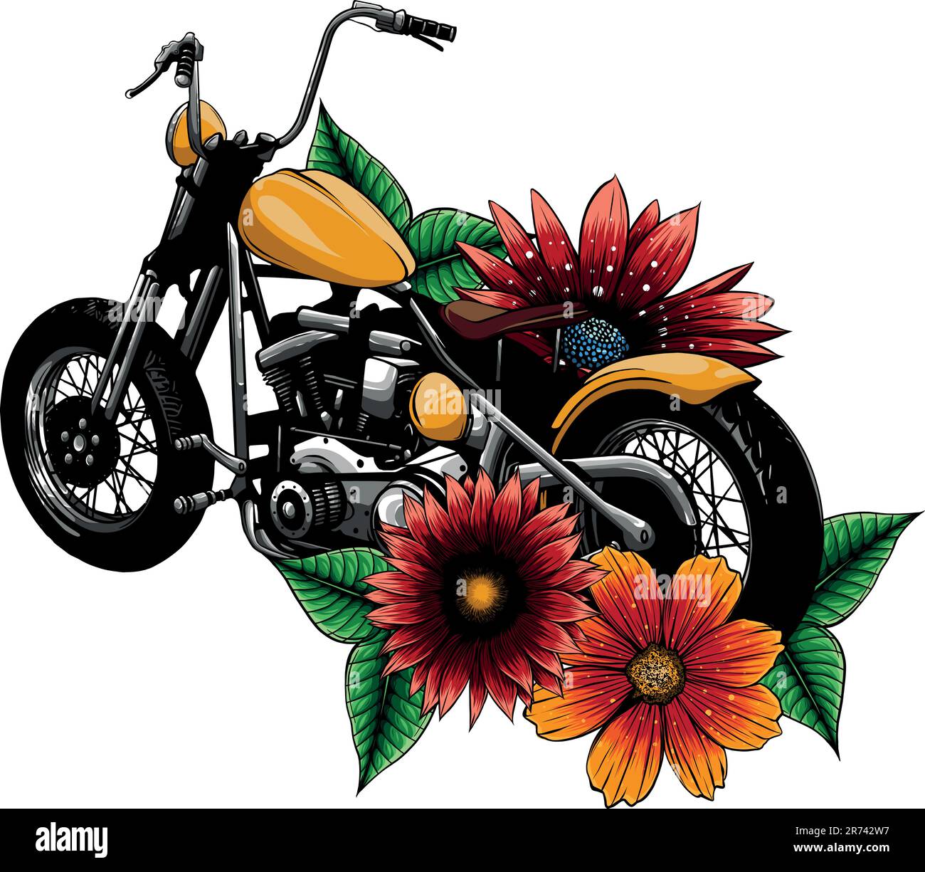 illustration of custom motorcycle chopper vector design Stock Vector ...