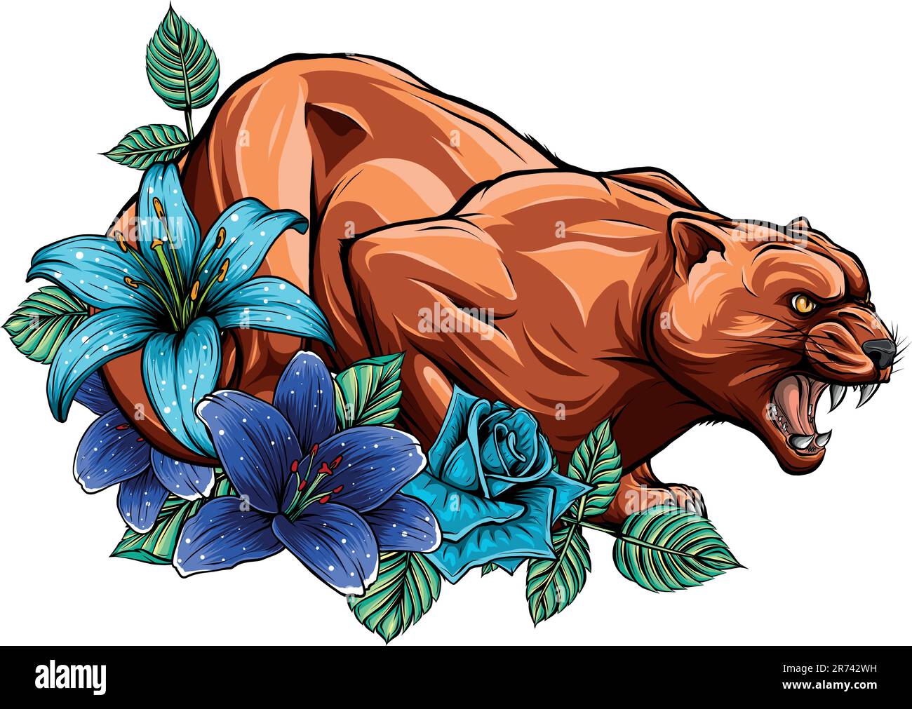 draw colorful feline cougar. vector illustration design Stock Vector ...