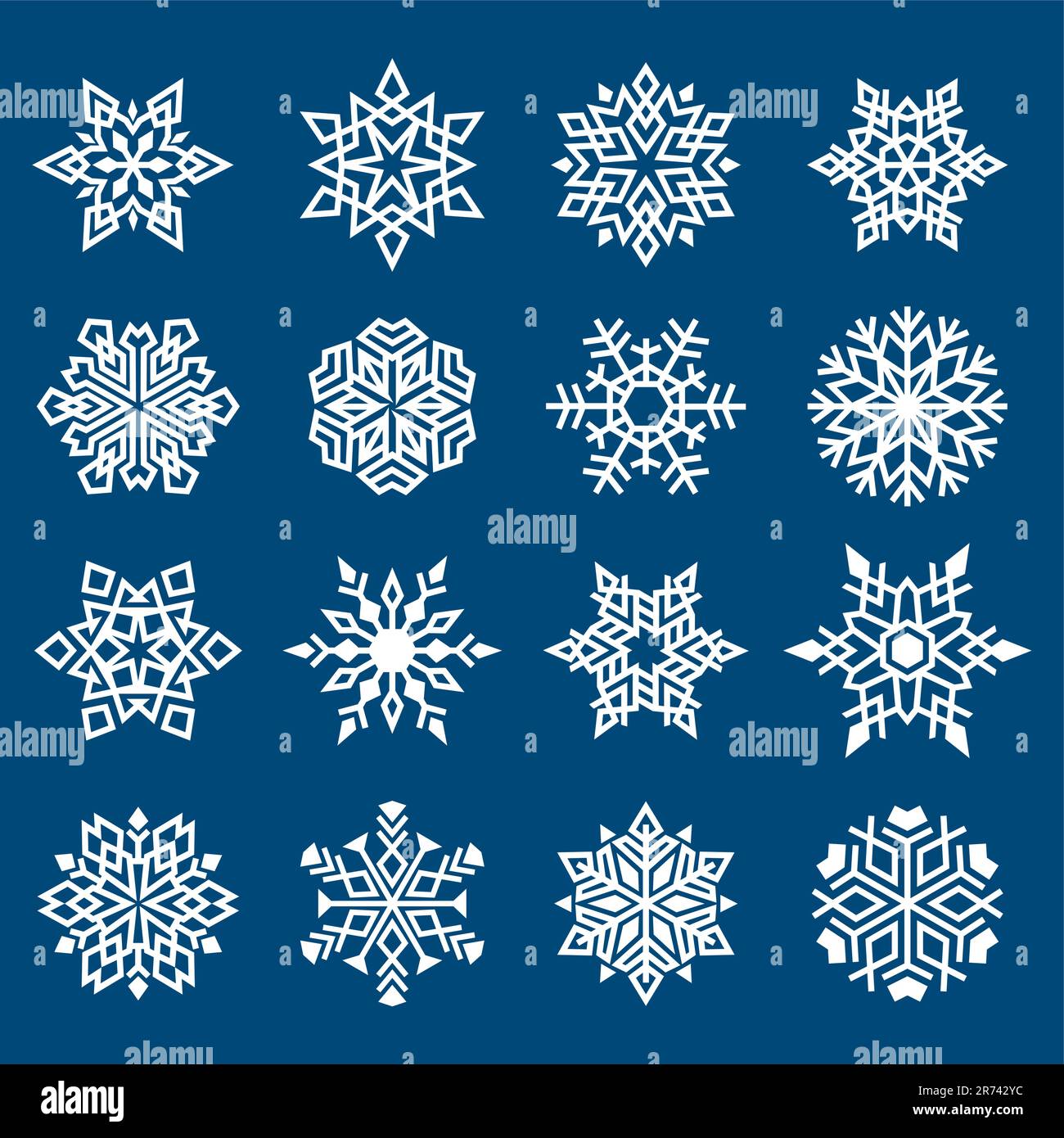 Set of Snowflakes Symbols on Blue Background. Cut Ready. Vector ...