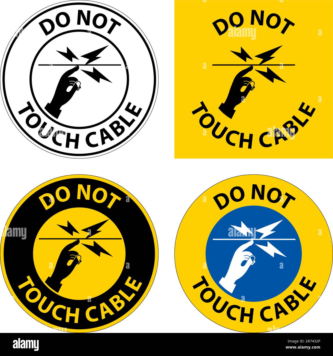 Notice Do Not Touch Cable Sign On White Background Stock Vector Image ...