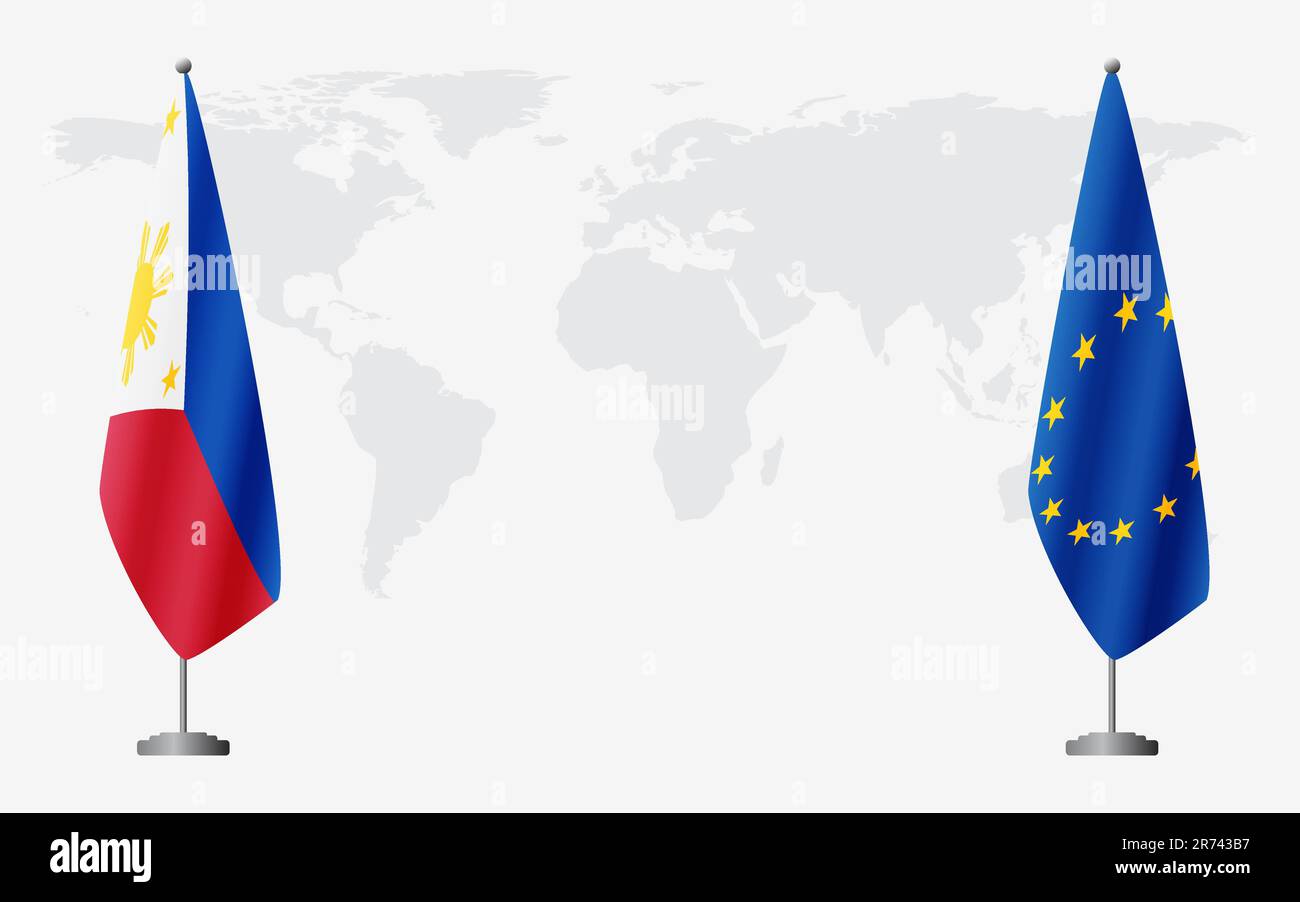 Philippines and European Union flags for official meeting against ...