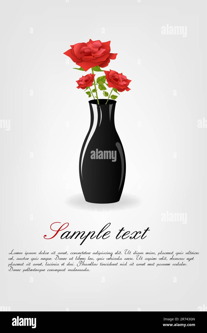 illustration of rose flower in pot in white background Stock Vector ...