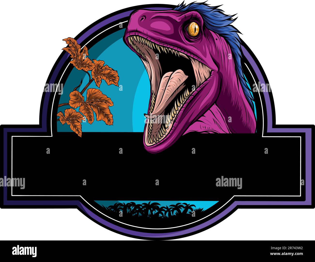 Velociraptor Dinosaur Vector Illustration On White Background Stock