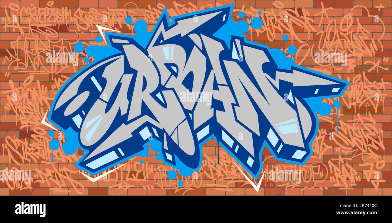 Abstract Brick Wall With Graffiti Street Art Word Urban Lettering ...