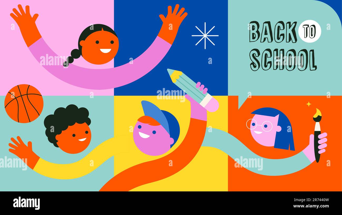 Vibrant Color Back To School background concept design. Geometrical ...