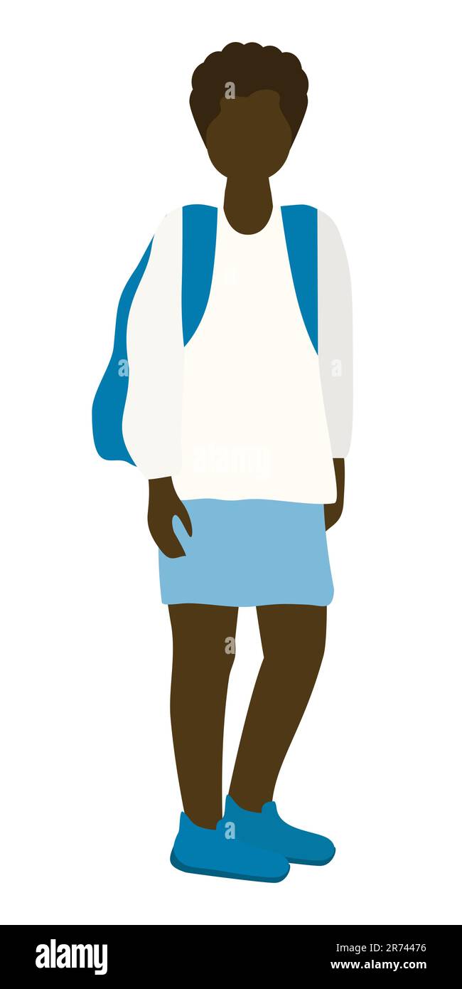 Teenager portrait full height Girl faceless illustration Front view ...