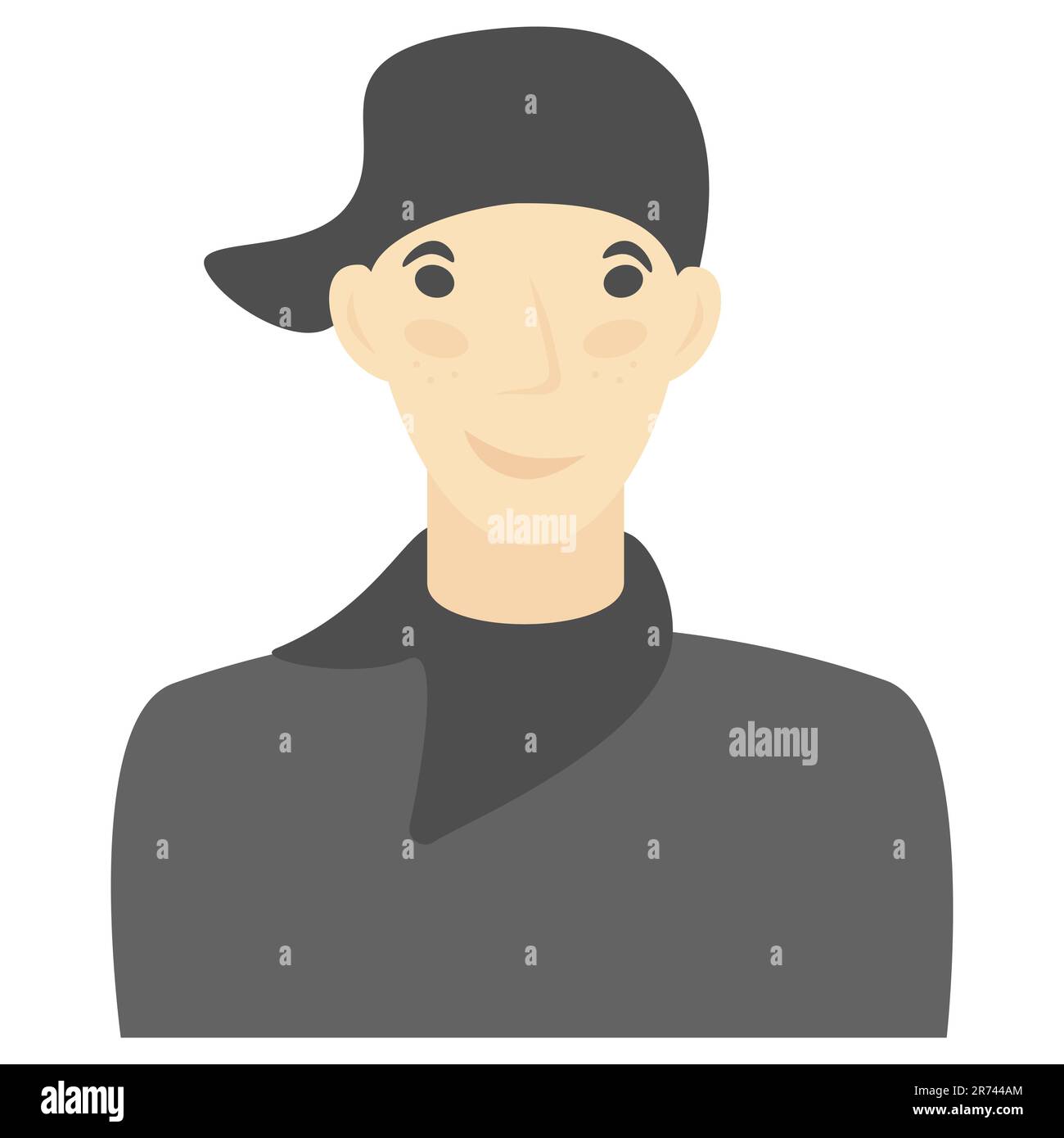Guy in hat Man face avatar illustration Teenager portrait Design ...