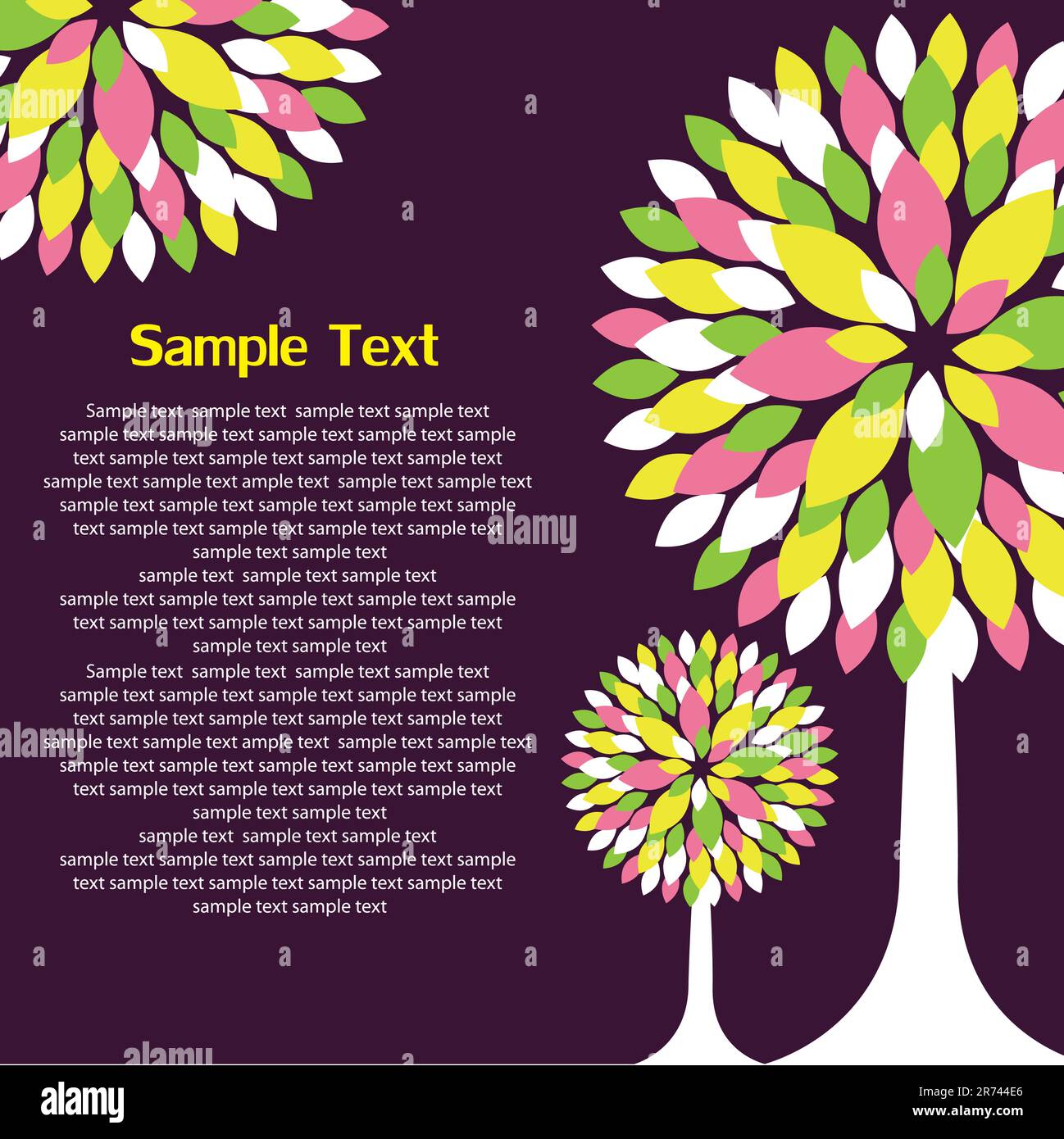 card design with stylized trees and text. vector illustration card ...