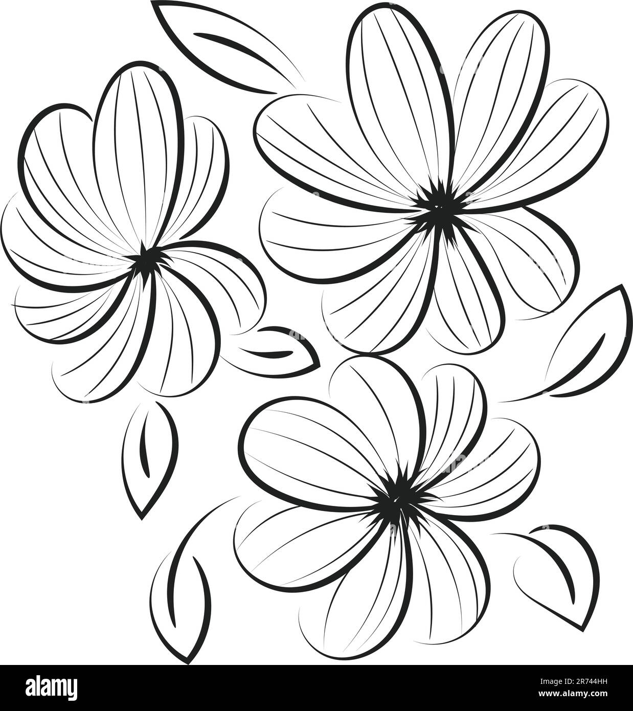 Spring Flowers Clip Art Black And White