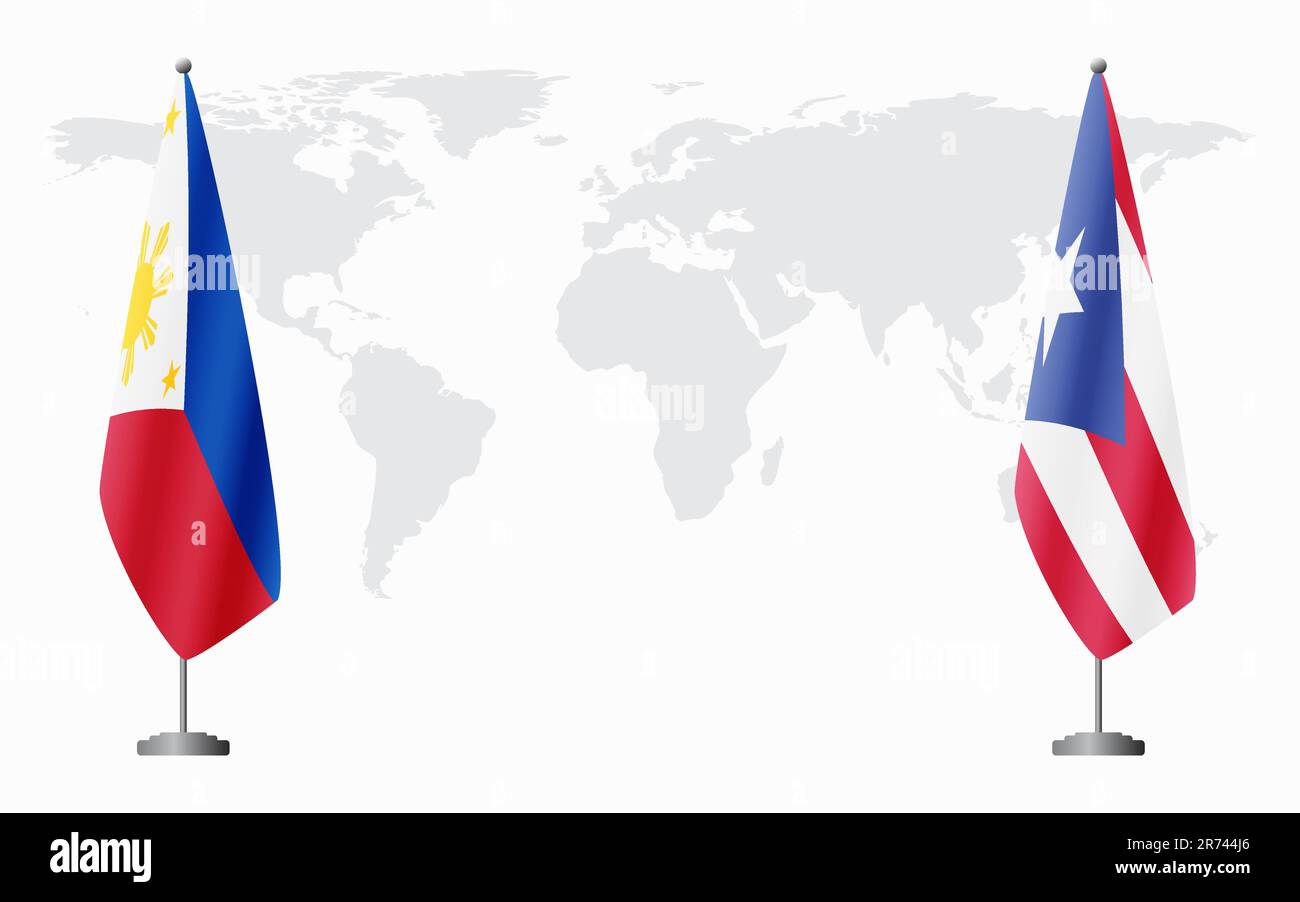 Philippines and Puerto Rico flags for official meeting against ...