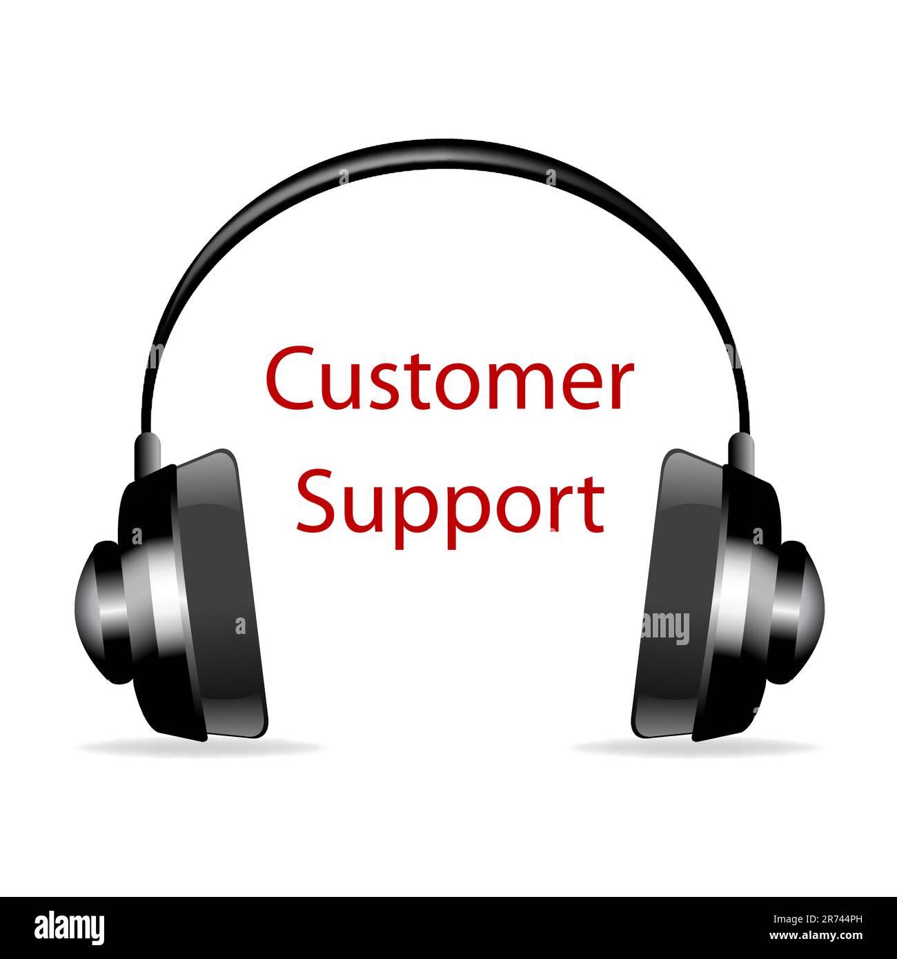 illustration of headphone with customer support text Stock Vector Image ...