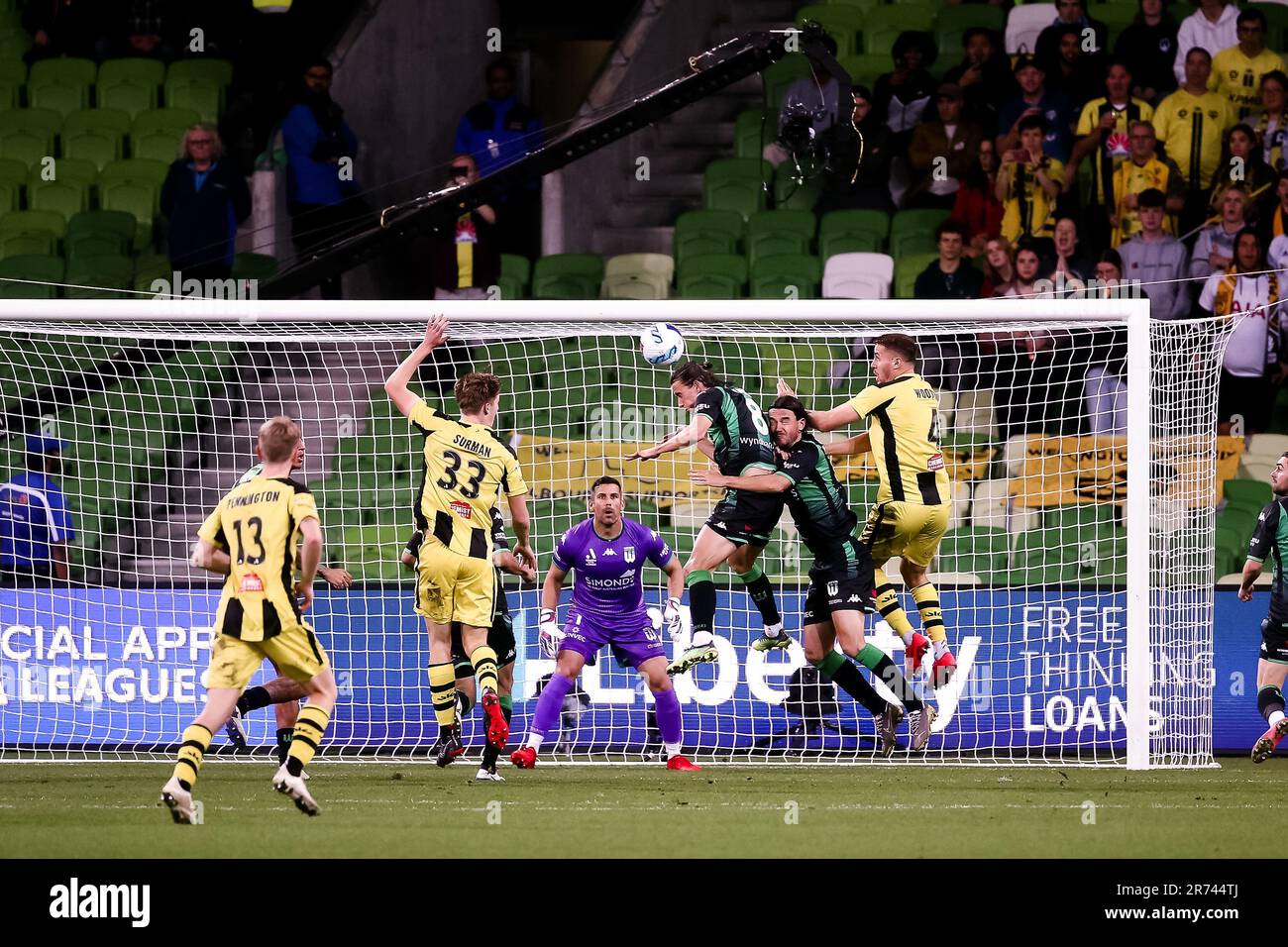 MELBOURNE, AUSTRALIA - MAY 14: Lachlan Wales of Western United heads ...