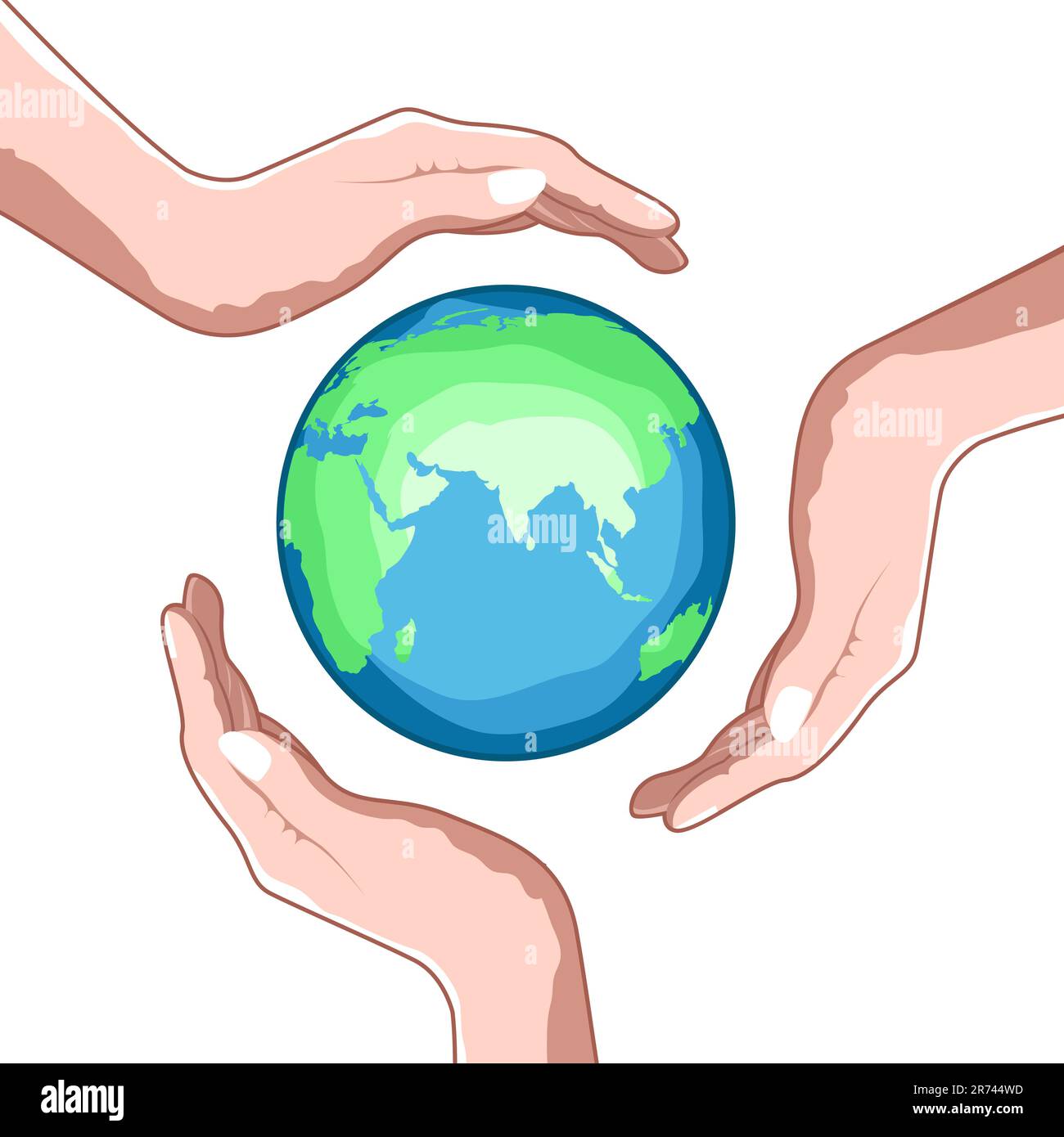 illustration of save earth with hands on white background Stock Vector ...