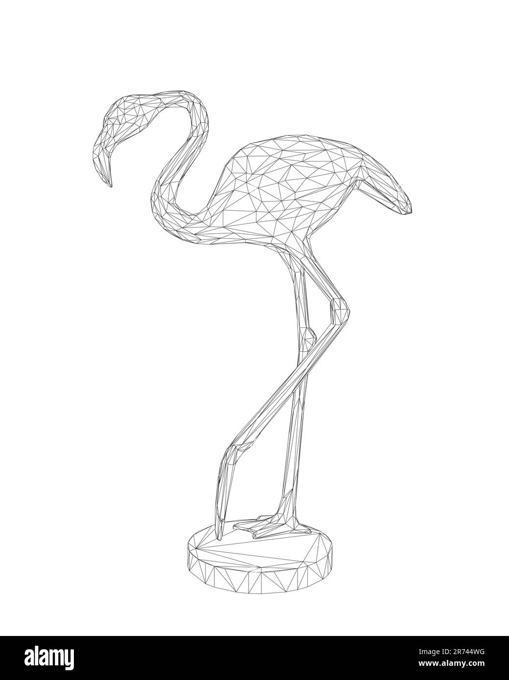 Wireframe flamingo vector illustration isolated on white background ...