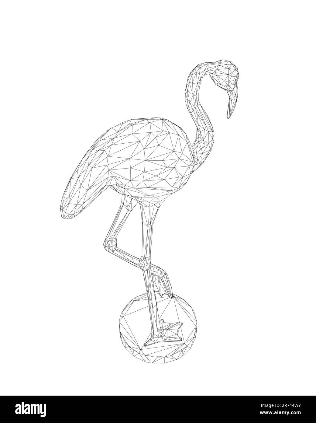Wireframe flamingo vector illustration isolated on white background ...