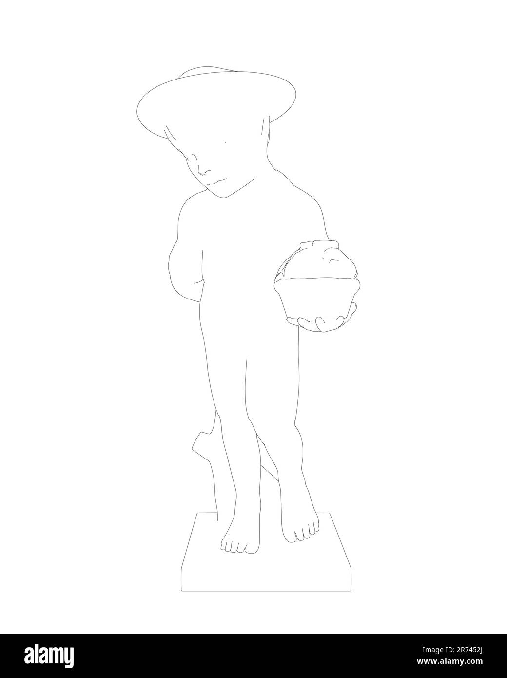 Boy sculpture statue outline. Vector illustration. Isolated on white ...